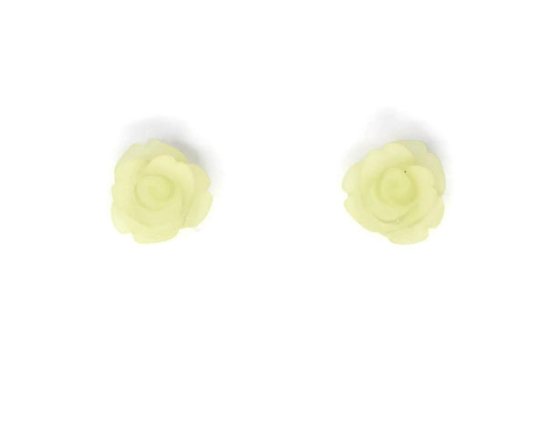 Single Bloom Studs in Frosted Yellow Rose - Merry Alchemy