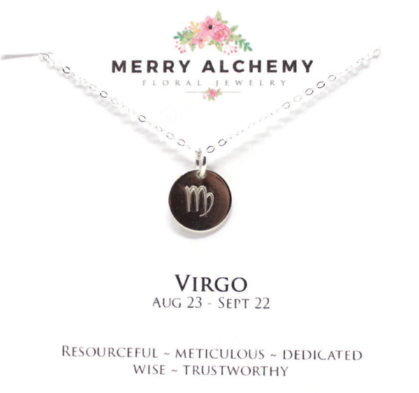 Virgo Zodiac Necklace in Sterling Silver - Merry Alchemy